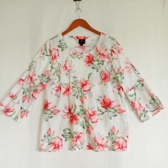 JM Collection | Tops | Jm Collection Pink Floral Blouse With Double ...